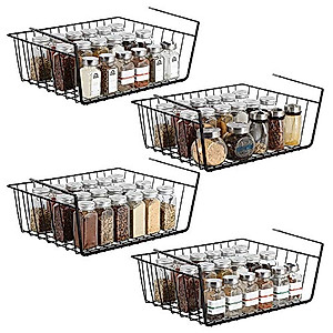 Nandae Under Shelf Basket, Wire Rack Slides Under Shelves for Storage, Set of 4 for Bathroom Kitchen Cabinet