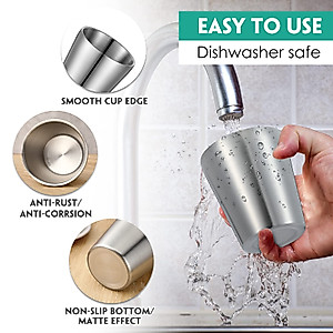 12 Pieces Stainless Steel Cups Double Wall Tumbler Glasses Stackable Glasses Metal Drinking Cups Insulated Drinking Glasses Reusable Silver Camping Mugs for Home Camping RV BBQ Office Party (8.8 Oz)