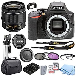 Nikon Intl D3500 DSLR Camera Bundle with 18-55mm VR Lens - Built-in Wi-Fi-24.2 MP CMOS Sensor -EXPEED 4 Image Processor and Full HD Videos - 32GB Memory(17pcs) (Renewed)