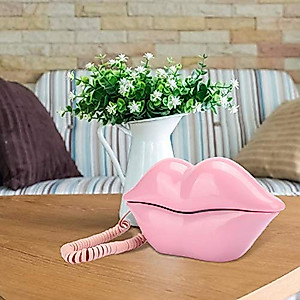 Hilitand Lips Shape Telephone, Desktop Landline Phone Antique European Style Telephone for Home/Hotel/Office Ideal Gift ()