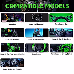 BUTIAO for Razer Nari Ear Pads Replacement Cooling-Gel Earpads Ear Cushion for Razer Nari Ultimate, Nari Essential, Kraken Kitty, Kraken Tournament Edition, Kraken X Gaming Headphones - Black