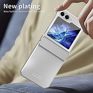 Phone Case Compatible with Samsung Galaxy Z Flip 5 Case with Hinge Protection,Slim Thin Shockproof Hard Full-Body Protective Phone Case Cover for Flip5 5G Phone Phone Protector (Color : Silvery)