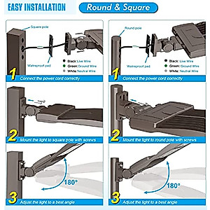 320W LED Parking Lot Lights Arm Mount for Round Square Pole 100-277V 44800LM UL DLC 5000K LED Shoebox Lights Fixtures IP65 Outdoor Commercial Street Area Lighting Replace 1200W Metal Halide HID HPS