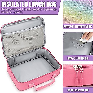 Fimibuke Kids Bento Snack Lunch Box with 4 Compartment, Insulated lunch Bag, Stainless Steel Vacuum Thermos Food Jar, Ice Pack, Utensils Set, Birthday Gift for Age 3-12 Back to School Toddler Girl Boy