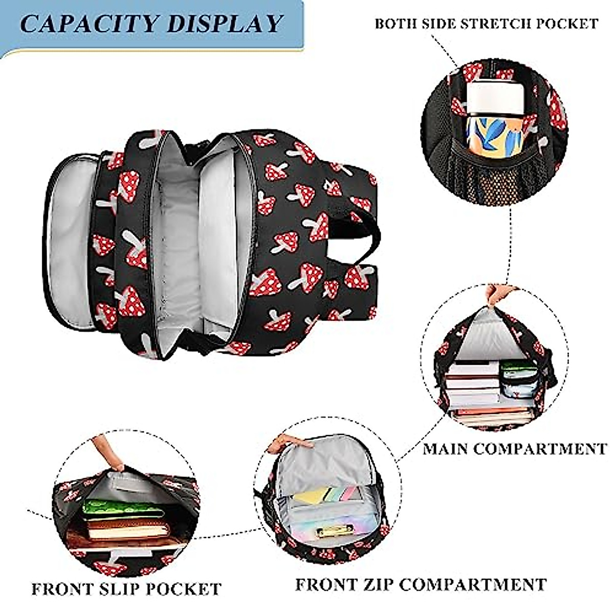 CHSIN Kawaii Mushroom School Backpack for Girls-Boys Elementary School Bookbag Daypack for Kids