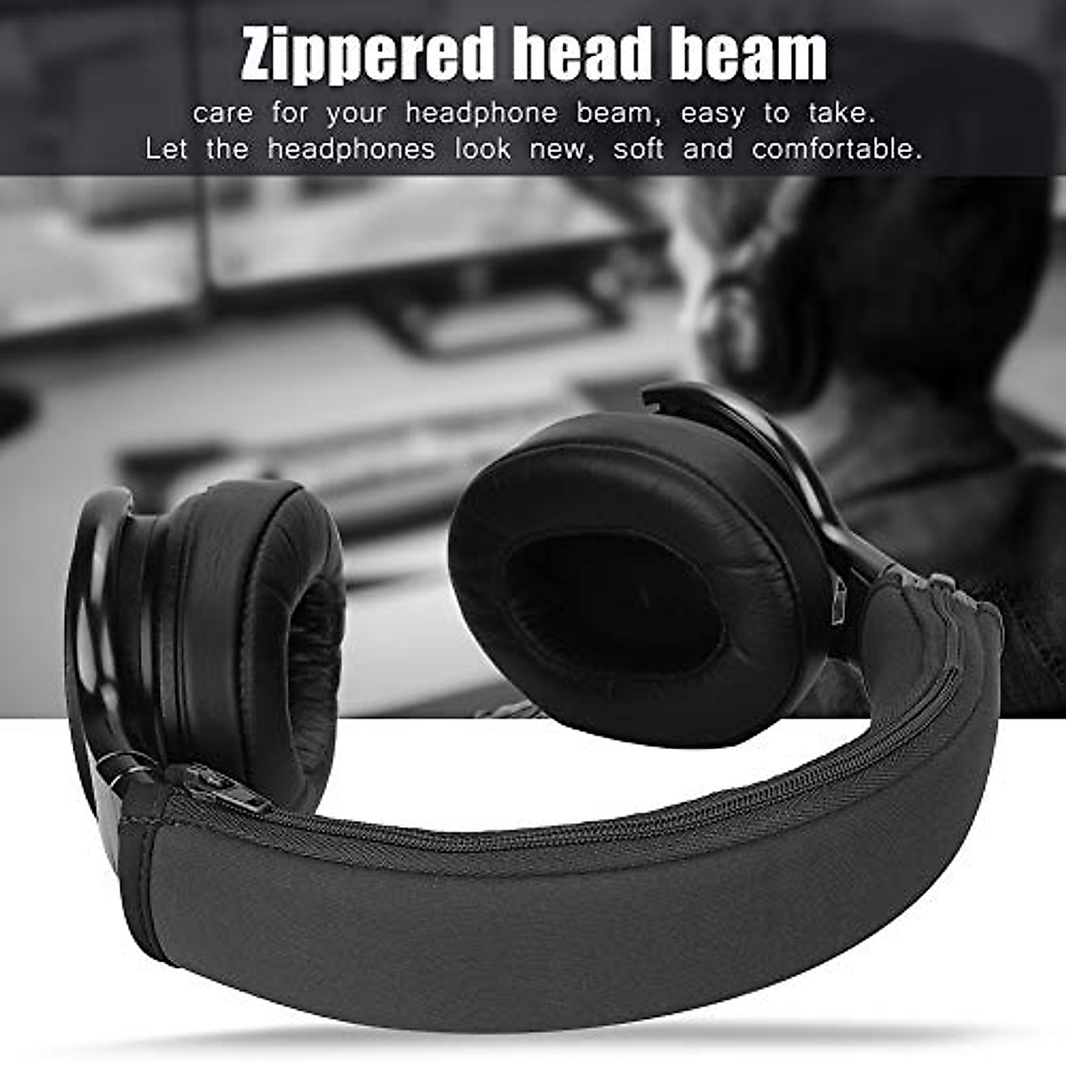 Headphone Headband Cover Headphone Pad Headband Replacement Headset Cushion Soft Earphone Pad Cover, Protect Headphone Beam, for Iron Triangle M50 Headphone (Black)