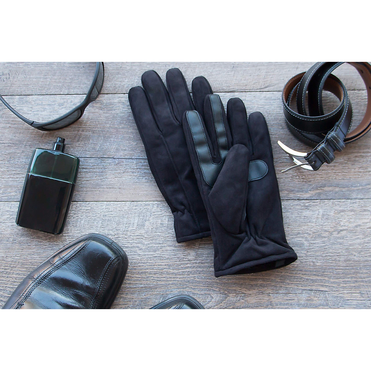 isotoner Men's Microfiber Touchscreen Gloves w/Water Repellent Technology, black, X-Large