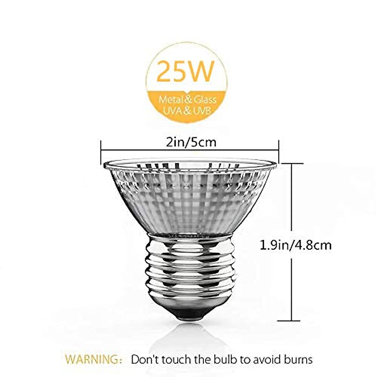 ECOSI 25W UVB Bulb UVA Light Halogen Basking Bulb Reptilian Lamp Lizard Lamp E27 UV Heating Lamp Spot Lamp Full Spectrum Sun Lamp Sunbathe Heat Bulb/Lamp/Light for Turtle Reptile Lizard Habitat-6 Pcs