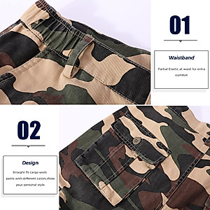 zeetoo Mens Relaxed-Fit Cargo Pants Multi Pocket Military Camo Combat Work Pants GZ03 Khaki Camo