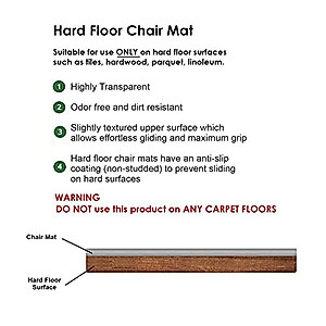 Clear PVC Desk Chair Mat 2mm Rectangle Plastic Vinyl Floor Carpet for Kitchen for Hard Floor, Transparent Nonslip Wear Resistant Desk Mat for Office Hallway Kitchen,30/40/50/60/70cm Wide for Office &