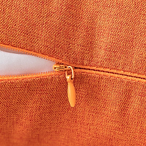 MIULEE Fall Pack of 2 Decorative Outdoor Solid Waterproof Throw Pillow Covers Polyester Linen Garden Farmhouse Cushion Cases for Patio Tent Balcony Couch Sofa 12x20 inch Bright Orange