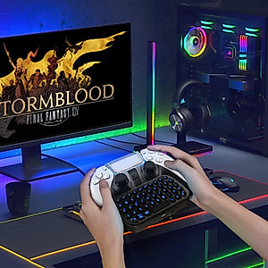 Nargos PS5 Controller Keyboard with Backlight Playstation 5 DualSense Chatpad Wireless Bluetooth Mini Keyboard Controller Accessories - Black