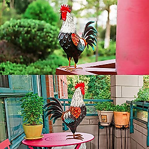 chisheen Metal Rooster Decor,Yard Chicken Decorations,Outdoor Garden Statues, Metal Chicken Sculpture for Backyard Patio Kitchen Decor & Lawn Ornaments