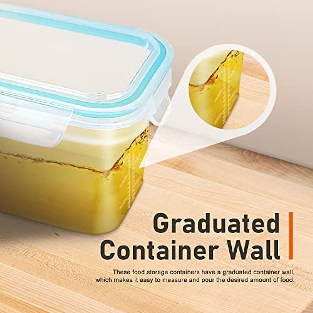 LIHOOOOM Food Storage Containers with lids, 8-Piece BPA-Free Meal Prep Rectangle Containers Plastic Leak-Proof Containers for Cereal, Flour and Sugar 3.5L, Green