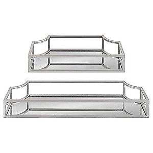 Kate and Laurel Ciel Modern Glam Metal Wall Shelf Set, Set of 2, Silver, Elegant Wall Decor and Storage