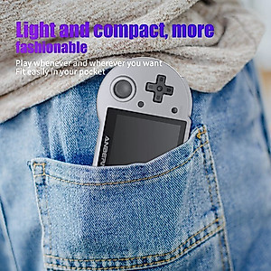 RG353P Handheld Game Console Built-in 64gb Game Card, 3.5 Inches Screen Portable Retro Game Console Support WiFi & Bluetooth, Android/Linux Dual System Open Source Game Machine U.S. Seller! (Gray)
