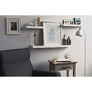 Wallniture Philly Floating Bookshelves for Kids Room Decor, Varying Sizes White Bookshelf Set of 3 for Living Room, Bathroom Storage Shelf