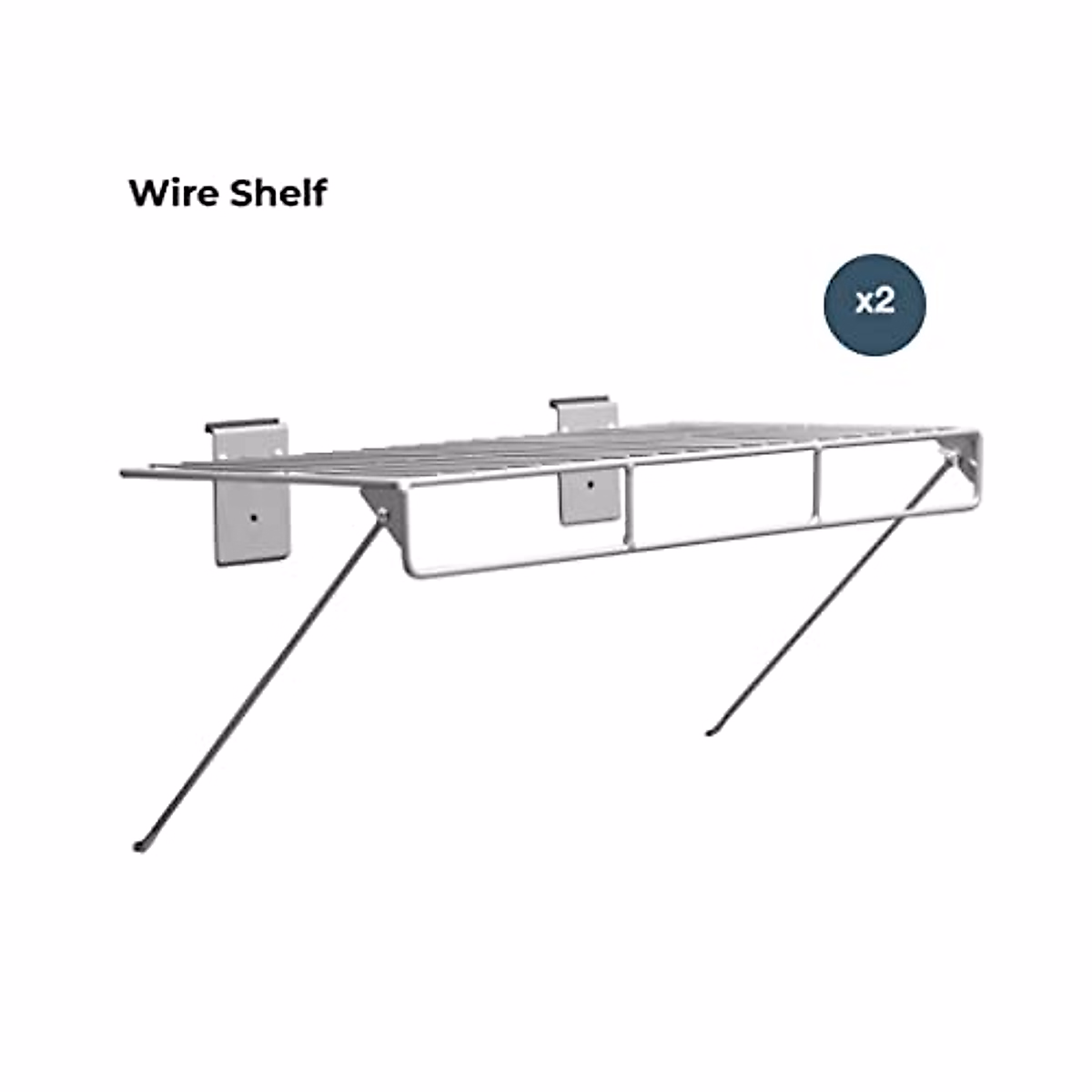 Crownwall Universal Slatwall Steel Wire Shelf with Rail, 2-Pack (24-in x 12-in)