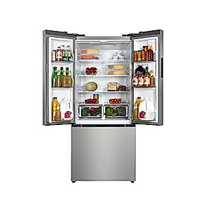 Hamilton Beach HBF1770 French Door Counter Depth Refrigerator with Freezer Drawer, 17.7 cu ft, Stainless Steel (Full Size)