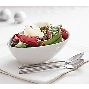 Yesland 2 Pack Porcelain Angled Serving Bowls - 26 Oz White Salad Bowls - Ceramic Pasta Bowls for Cereal, Soup, Salad, Rice, Prep