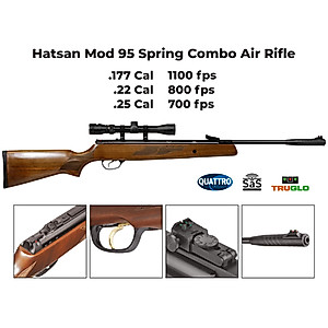 Wearable4U Hatsan Mod 95 Spring Combo .22 Cal Air Rifle 100x Paper Targets and 250x .22cal Pellets Bundle