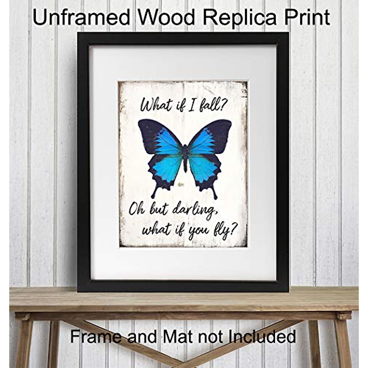 Butterfly Inspirational Quote Wall Art - Rustic Home Decor, Room Decorations for Bedroom, Living Room - Boho Encouragement Gift for Women, Girls, Teens, Best Friend, BFF – Sign Plaque Poster -Unframed