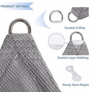 E&K Sunrise 10' x 12' Sun Shade Sail Rectangle Canopy Shade Cover UV Block for Patio Backyard Garden Outdoor (Gray)