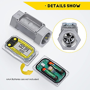 CGOLDENWALL 1.5-inches Water Meter Turbine Fuel Flow Meter Digital Flowemeter for Diesel Kerosene, Flow Rate Metering Range 10-73.5 GPM, Al-Alloy Made