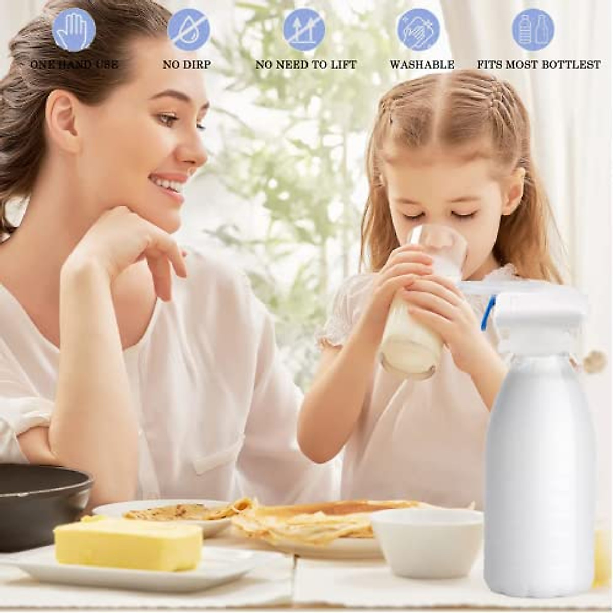 2 Pack Drink Dispenser,Milk Dispenser,Electric Tap,Automatic Drink Dispenser,One-Handed Operation,Can Prevent Milk and Beer From Overflowing,Suitable for Outdoor and Home Kitchens