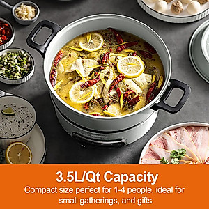 Joydeem 2 in 1 Electric Hot Pot, 3.5L Shabu Shabu Pot with Two Removable Pot, UL Listed, Ceramic Non-stick Coating, 1400W, JD-HG3706W