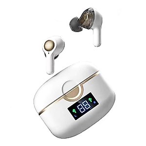 lemtlmt Ear Buds Wireless Bluetooth Earbuds,LED Display Charging Case,Four Speakers Heavy Bass Noise Cancelling HiFi Stereo Sound with Mic in-Ear Earphones for iPhone&Android