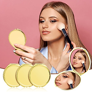 Yalikop 8 Pcs Compact Mirror Bulk with 1X 2X Magnification Double Sided Mini Travel Makeup Mirror Small Portable Pocket Mirror Folding Round Purse Compact Mirrors for Women Bridesmaid Gifts(Gold)