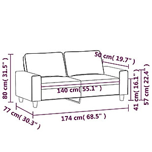 Matalde 2-Seater Sofa Dark Gray 55.1" Microfiber Fabric, Weight-52.69 lbs