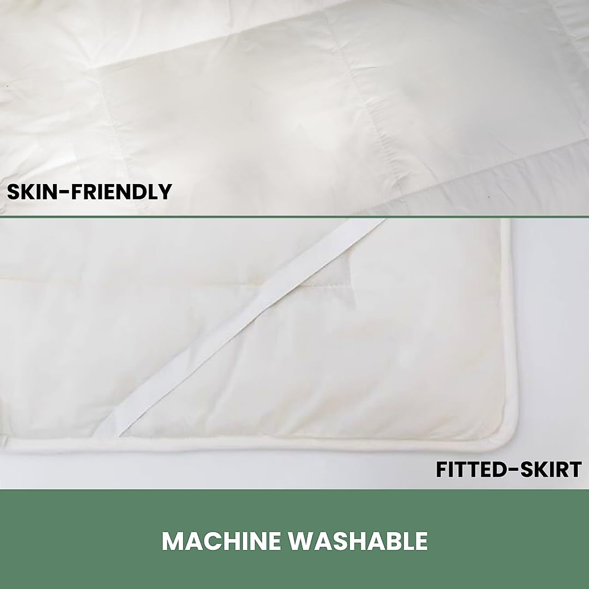 OrganicTextiles 100% Natural Australian Wool Mattress Pad with Organic Cotton Cover (King Size), Moisture Wicking, Luxurious Soft Feel, Baffle Box Stitching, Temperature Regulation, Machine Washable