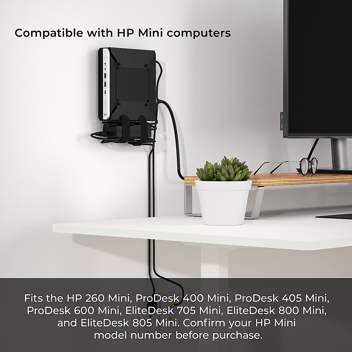HumanCentric Mount Compatible with HP Desktop Mini, HP ProDesk Mini, HP EliteDesk Mini, Replaces Dual VESA Sleeve for HP Mini Desktops v3, HP Mini VESA Mount Adapter, Arm, Under Desk and Wall Mount