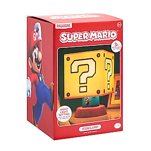 Paladone Super Mario Icon Lamp with 3 Brightness Settings and Auto Shut Off, Nintendo Game Merchandise and Themed Bedside Decor for Kids