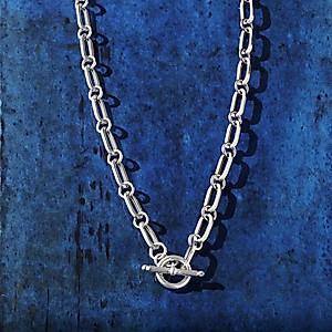 Ross-Simons Italian Sterling Silver Paper Clip Link Toggle Necklace. 16 inches