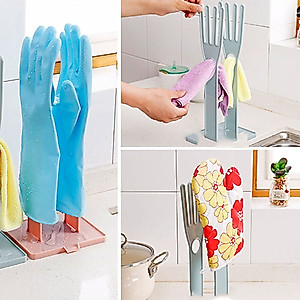 Kitchen Glove Stand Holder Rubber Glove Drying Dryer Rack Kitchen Sink Accessories Towel Storage Holders, Glove Drain Rack Holder Plastic Sink Stand Towel Storage Multi Use Tool, Pink