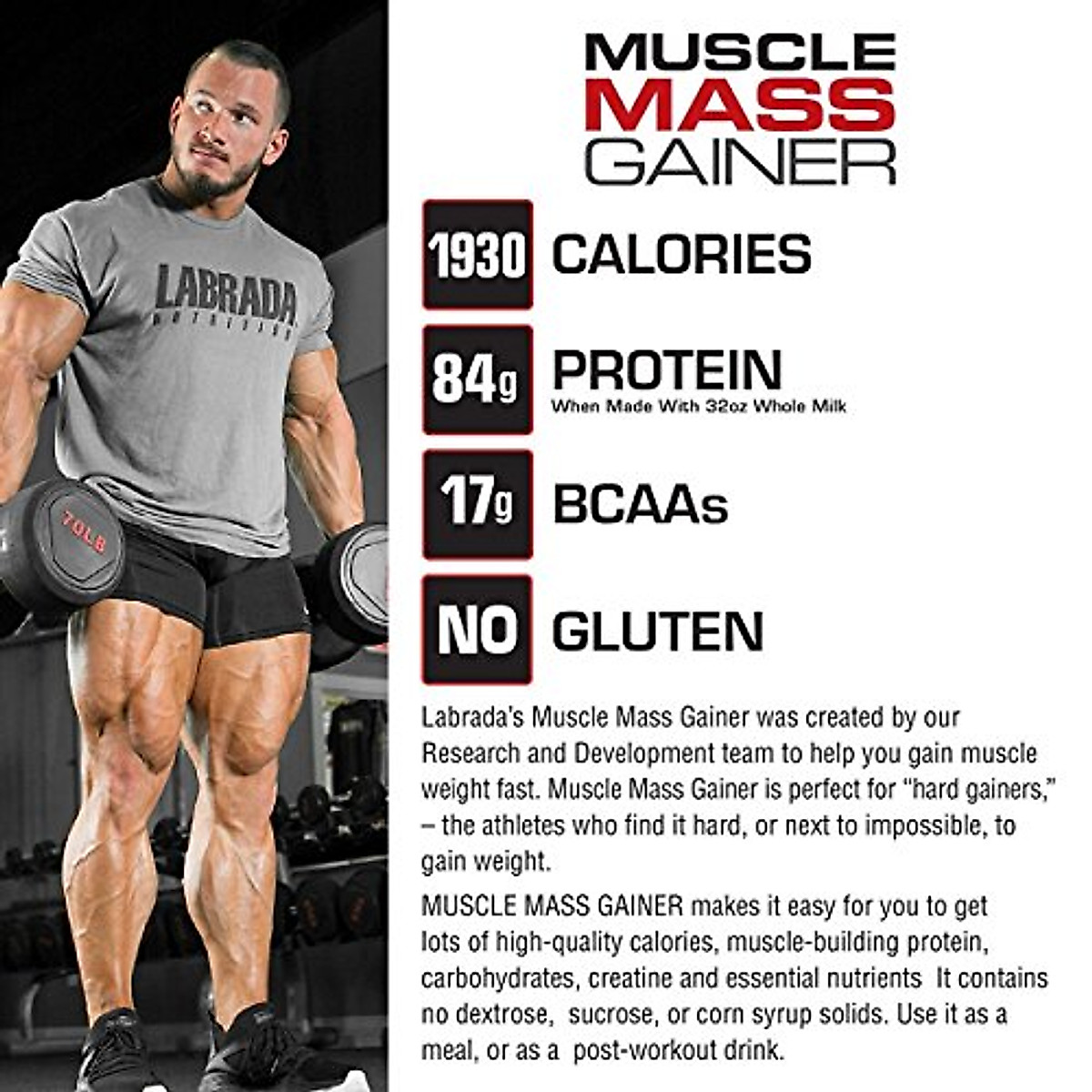 Labrada Nutrition Muscle Mass Gainer, Vanilla, 6 Pound (Packaging may Vary)