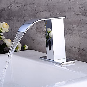 Gangang Touchless Bathroom Sink Faucet Motion Sensor Hands Free Automatic Commercial Vanity Water Faucets with Temperature Control Hot & Cold Mixing Valve Chrome