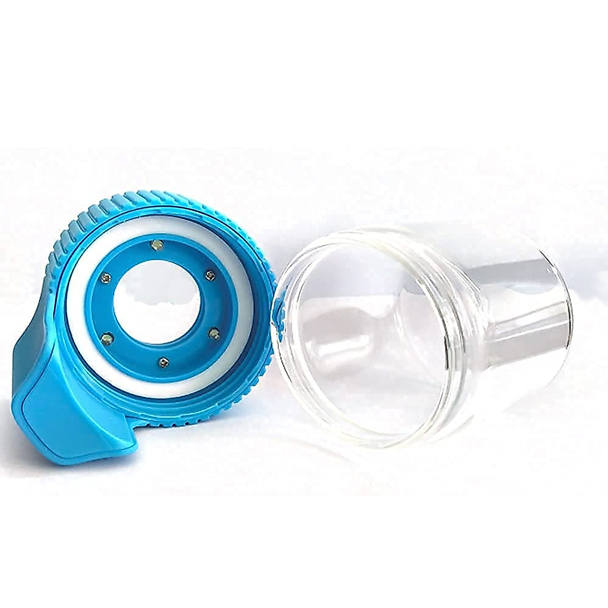 Oweto Led Transparent Glass Seal Storage Jar, Light-Up Magnifying Glass Ornamental Bottle (Blue)