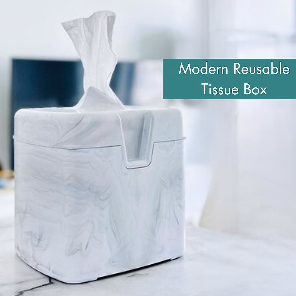 Tissuecaddy Life Hack Toilet Paper Dispenser - Money Saver Alternative to Tissue Box and Tissue Box Holder | Home, Bathroom, and More - White Marble