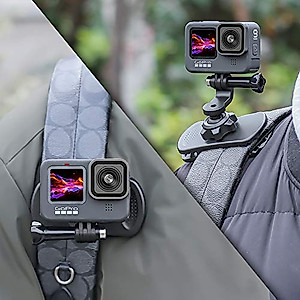 Backpack Strap Mount Quick Clip Mount, 360 Degree Rotation Backpack Clamp Mount Compatible with Gopro Hero 11/10/9/8/7/6/5 Black, Session, Fusion, Xiaomi Yi, DJI Osmo Action and Most Action Cameras