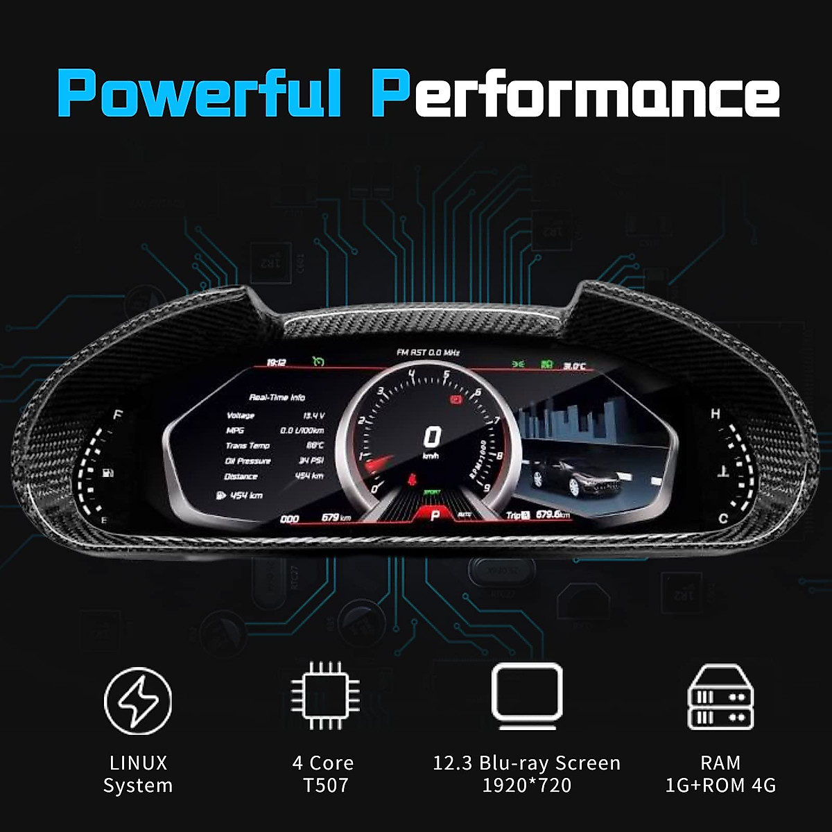 Car LCD Dashboard 12.3in Multimedia Screen Meter for Maserati GranTurismo 2004-2012 Digital Dash Cluster Monitor Accessories