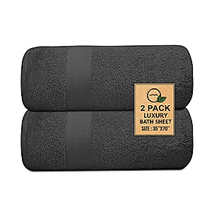 Softolle 100% Cotton Luxury Bath Sheets - 600 GSM Cotton Towels for Bathroom - Set of 2 Bath Sheets - Eco-Friendly, Super Soft, Highly Absorbent - Oeko-Tex Certified - 35" x 70" Inches (Grey)