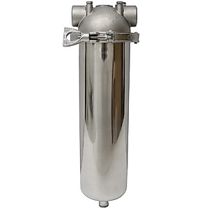 INTBUYING 304 Stainless Steel 10KG High Pressure Water Filter Housing for 10’’L cartridges Filter,3/4in NPT Inlet and Outlet with Bracket and Drain Valve Heavy Duty Water Filter System