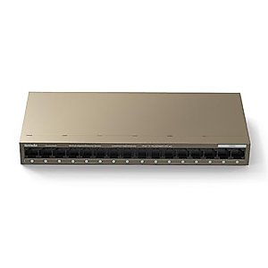 Tenda TEG1016M, 16 Port Gigabit Switch, Unmanaged Ethernet Switch with Traffic Optimization, Plug & Play, Fanless & Metal Design Network Switch, Limited Lifetime Protection