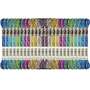 24 Pieces Metallic Embroidery Floss Multicolor Embroidery Skein Threads Glitter Embroidery Thread Cross Stitch Polyester Thread for Friendship Bracelets DIY Embroidery Thread Crafts