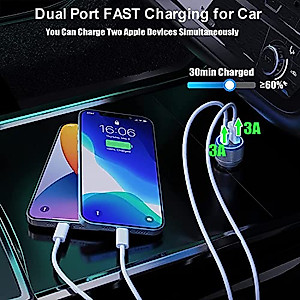 Car Charger,Apple MFi Certified iPhone Car Charger 38W USB C Car Charger IDiSONCABLE All Metal Dual Port PD&QC Car Charger Adapter with 2Pack Lightning Cable for iPhone 14 13 12 11 XR X XS iPad AirPod