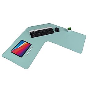 Con-Tact Brand XL Corner Desk Pad | Waterproof Anti-Slip PU Leather | Large Corner Computer Workstation Protection | Mouse Pad Gaming Pad | 36" X 15.7" L Shape | Dual Sided (Blue/Purple)